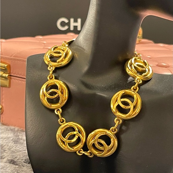 CHANEL | Jewelry | Sold Vintage Chanel Gold Logo On Repeat Logo ...